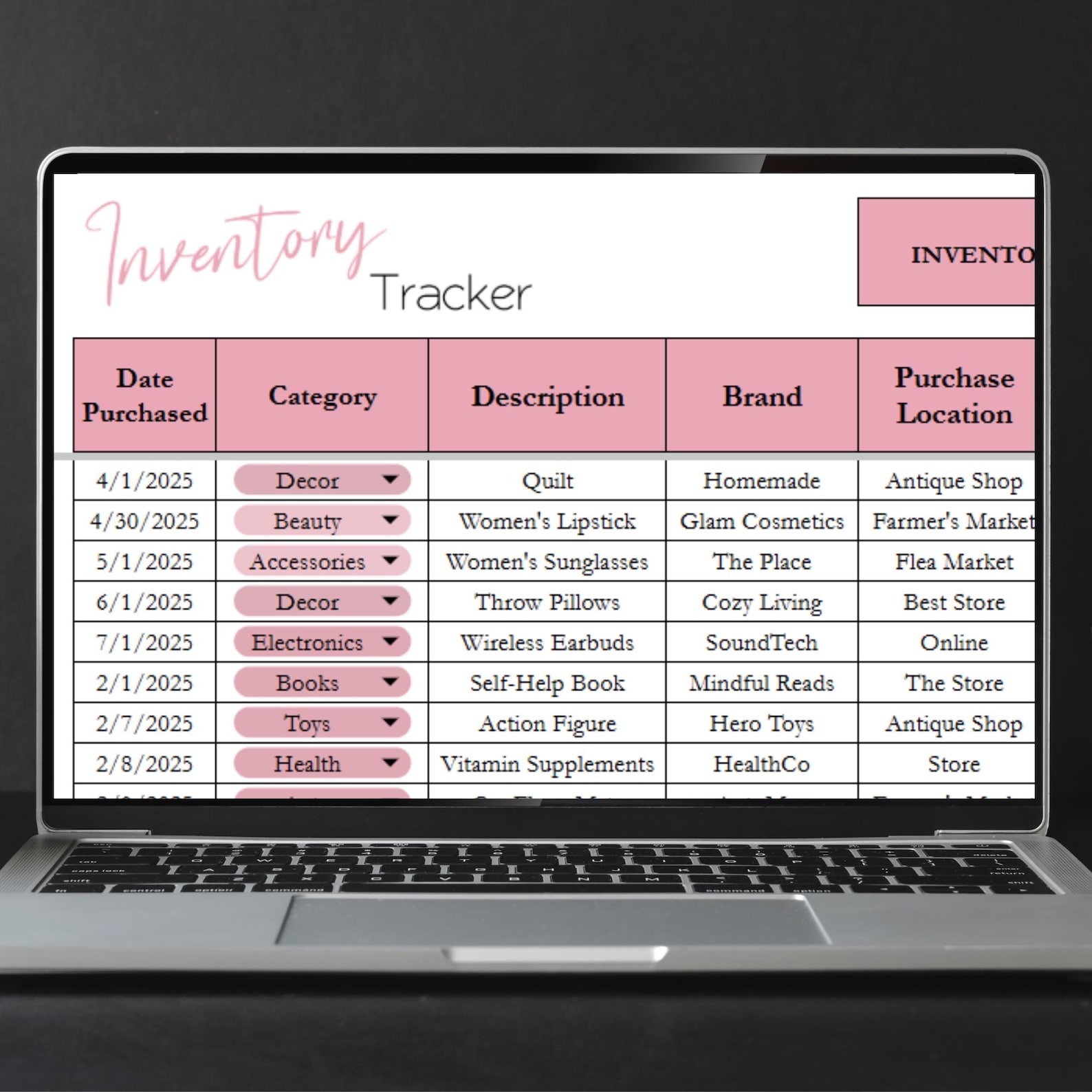 Reseller Inventory Tracker Business Spreadsheet Template, Inventory Log ...
