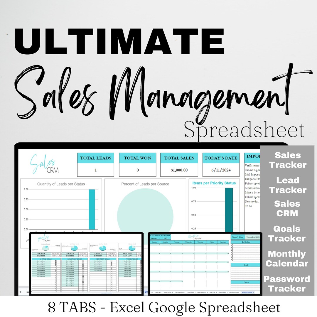 Sales Planner Template Excel Spreadsheet, Sales Management Template ...