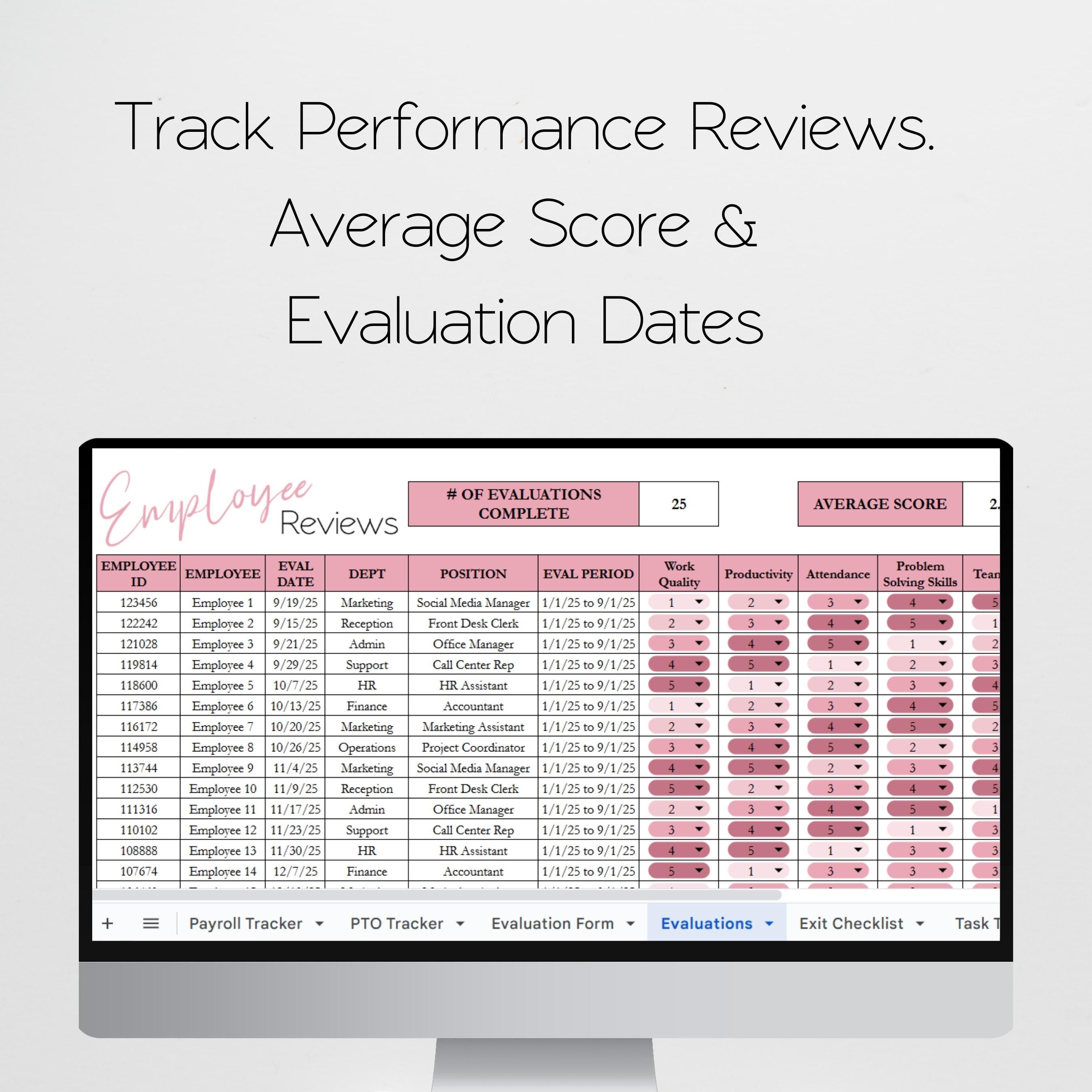 HR Template Bundle Google Sheets, Human Resources Tools Excel ...