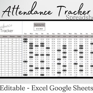 Attendance Tracker Excel Log School Class Template, Attendance Sheet ...