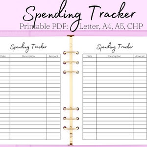 Spending Tracker Template, Spending Tracker Printable, Spending Tracker ...