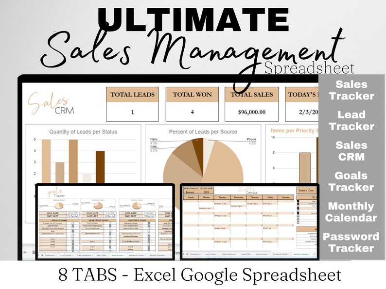 Sales Management Template Excel Spreadsheet, Sales Manager Google ...