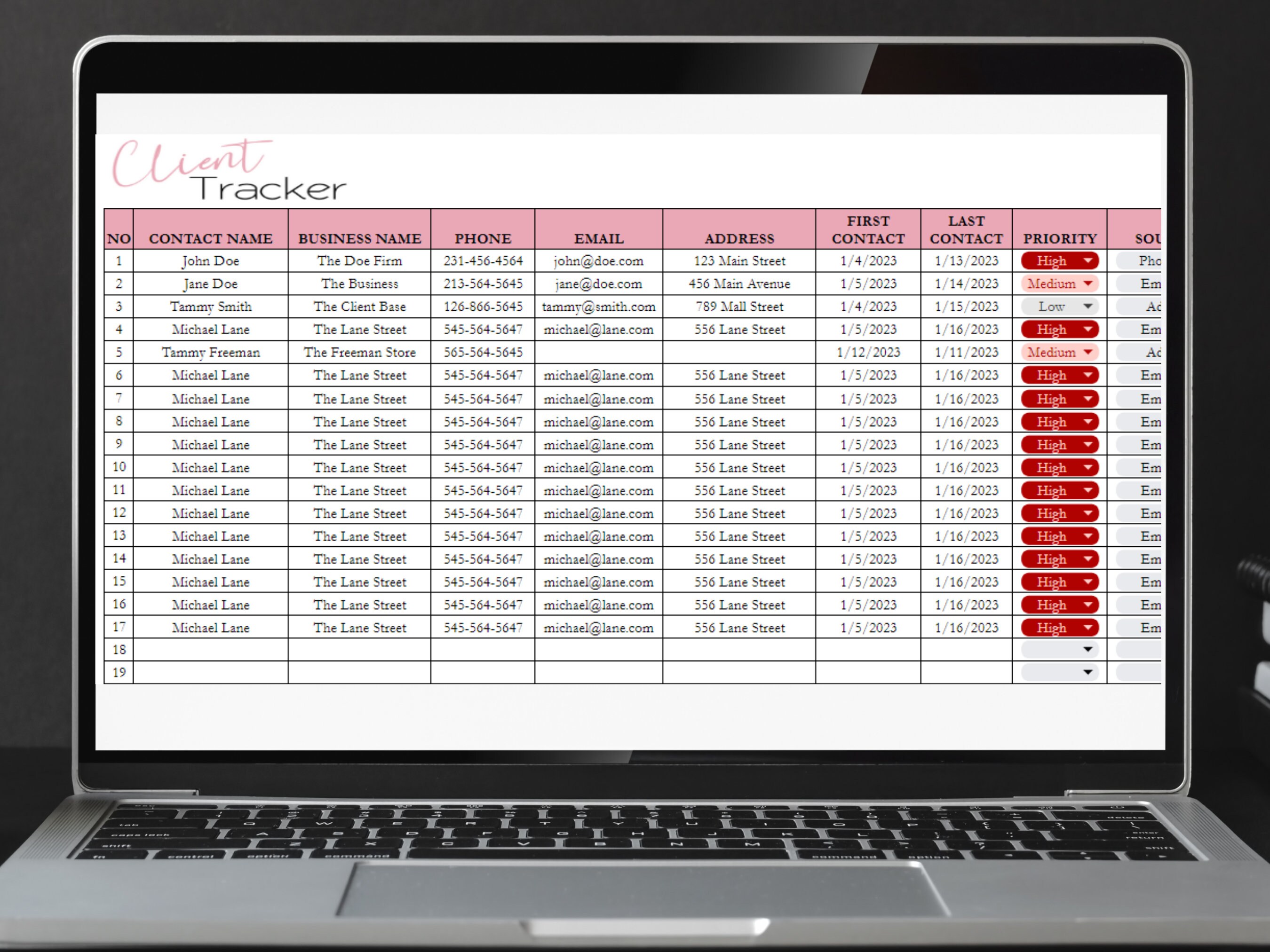 Client Tracker Excel Client Tracker Google Sheets Client - Etsy