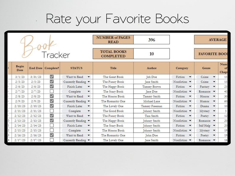 Book Tracker Excel Book Tracker Log Book Tracking Checklist - Etsy