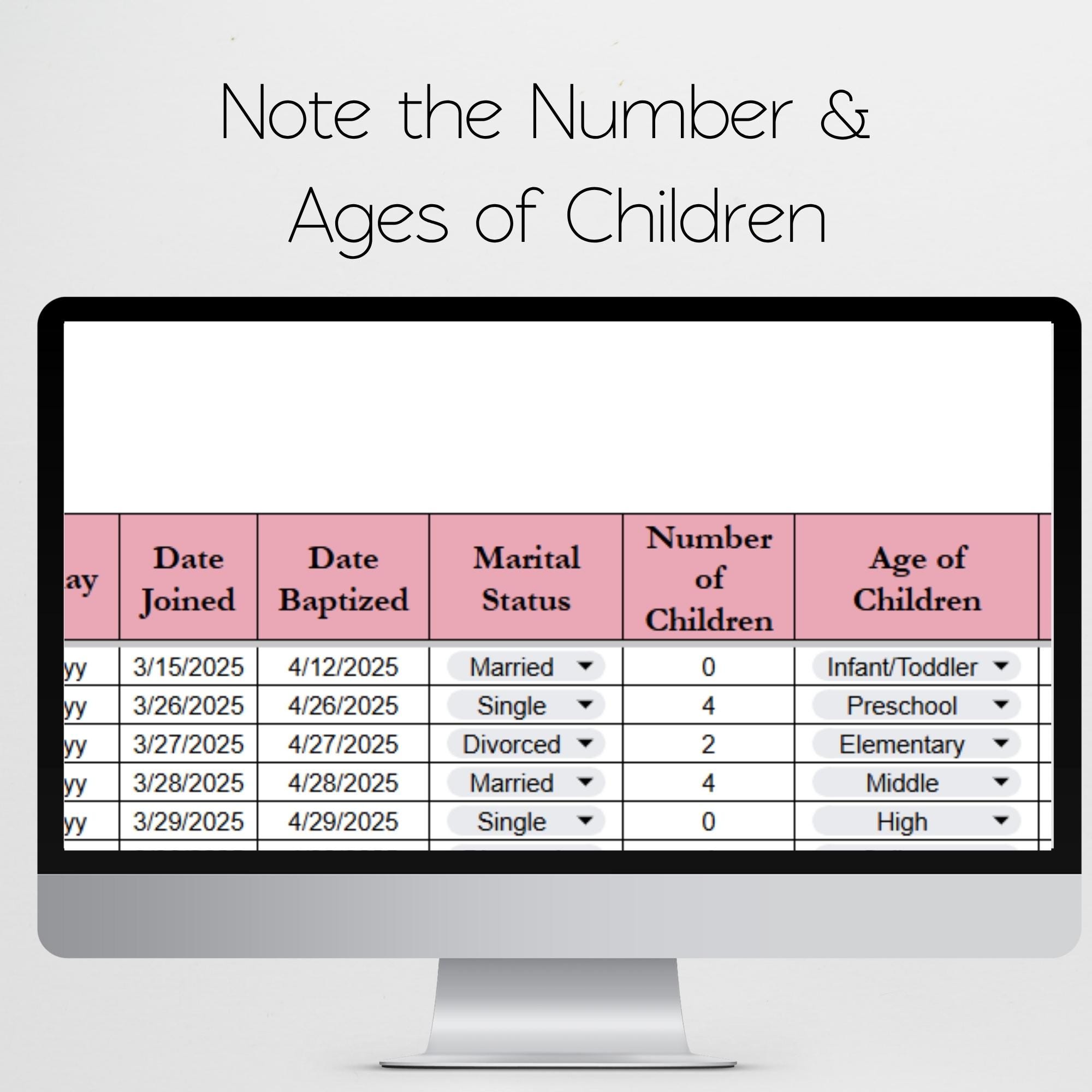 Church Membership Directory Template Excel Spreadsheet, Church ...