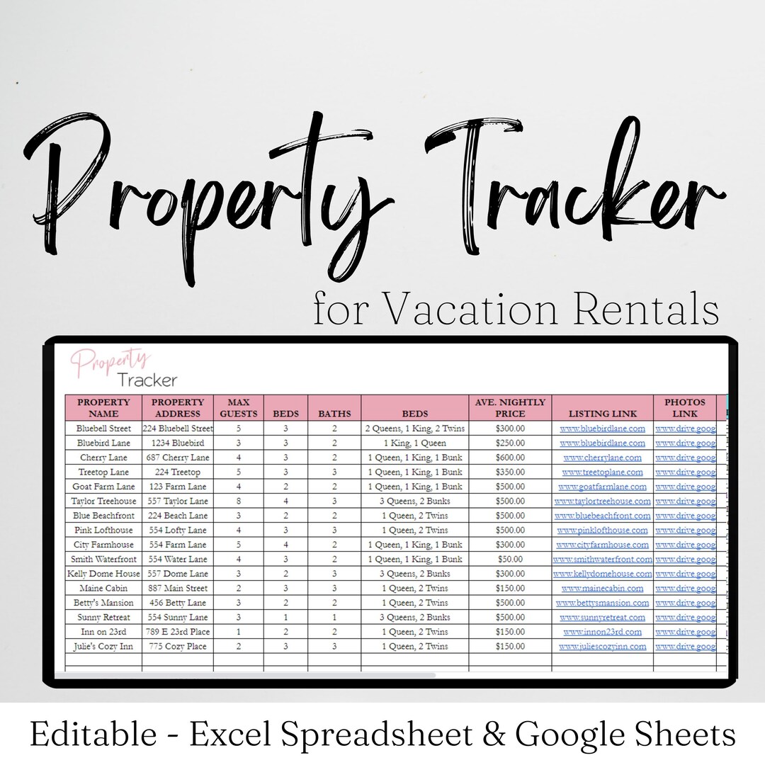 Property List for Property Management, Short Term Rental Property ...