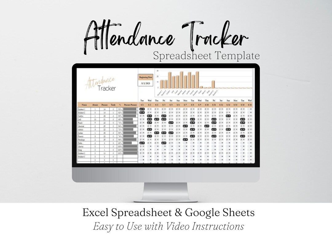 Attendance Tracker for Google Sheets, Attendance Sheet, Attendance ...