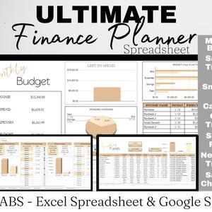 Ultimate Budget Spreadsheet, Financial Planner Digital, Finance Planner ...