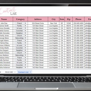 Contact List Template Excel Spreadsheet, Contact List Google Sheet ...