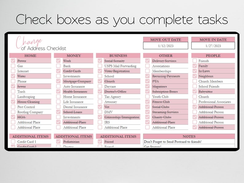 Change of Address Template Address Checklist New Address - Etsy