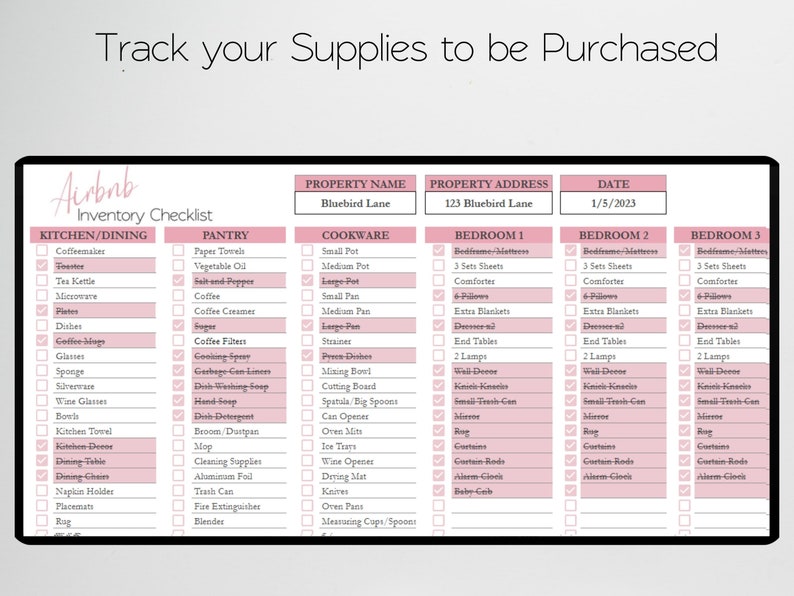 Checklist Inventory Bundle Rental Property Furniture List - Etsy