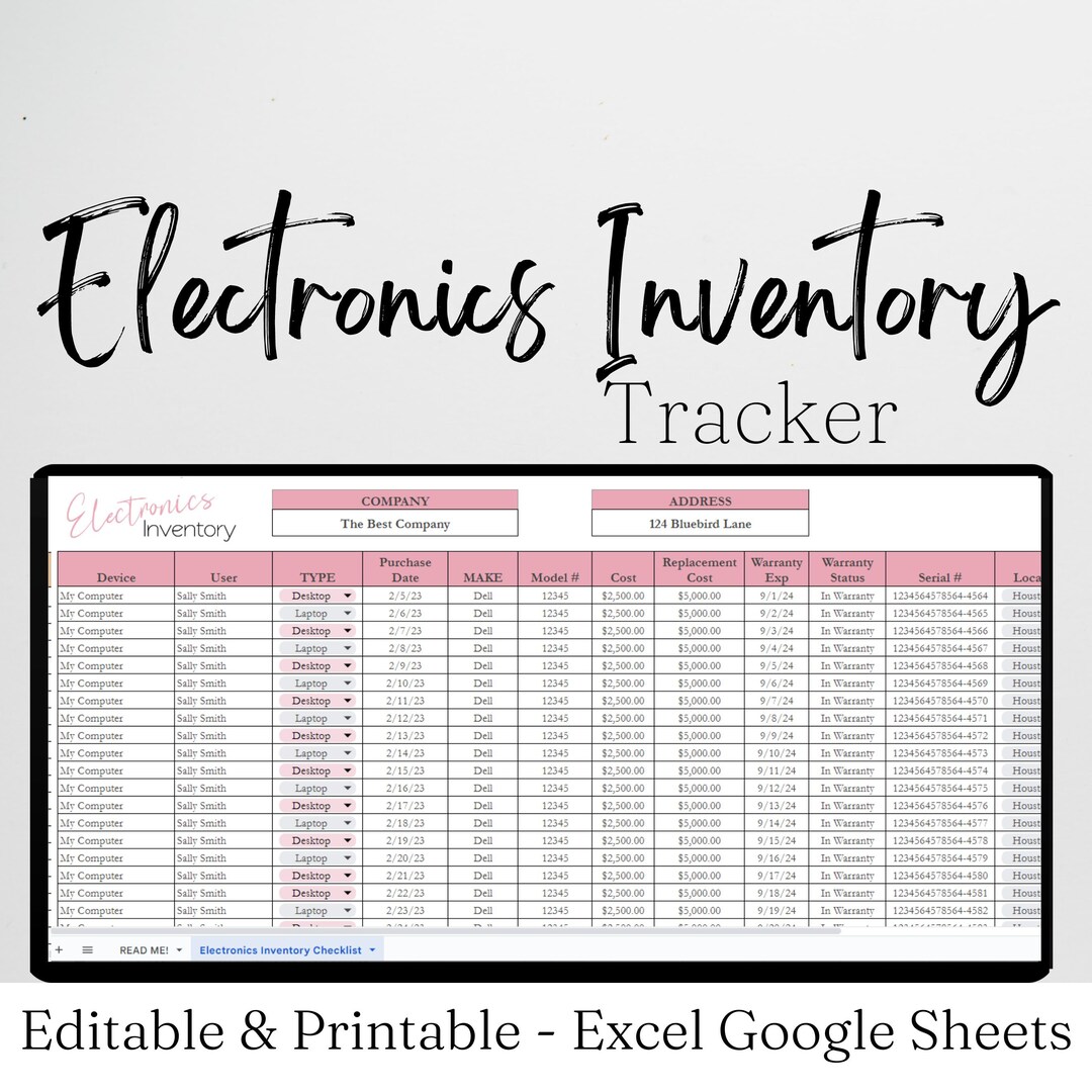 Electronics Inventory Tracker, Computer Log Excel Sheet, Computers List ...