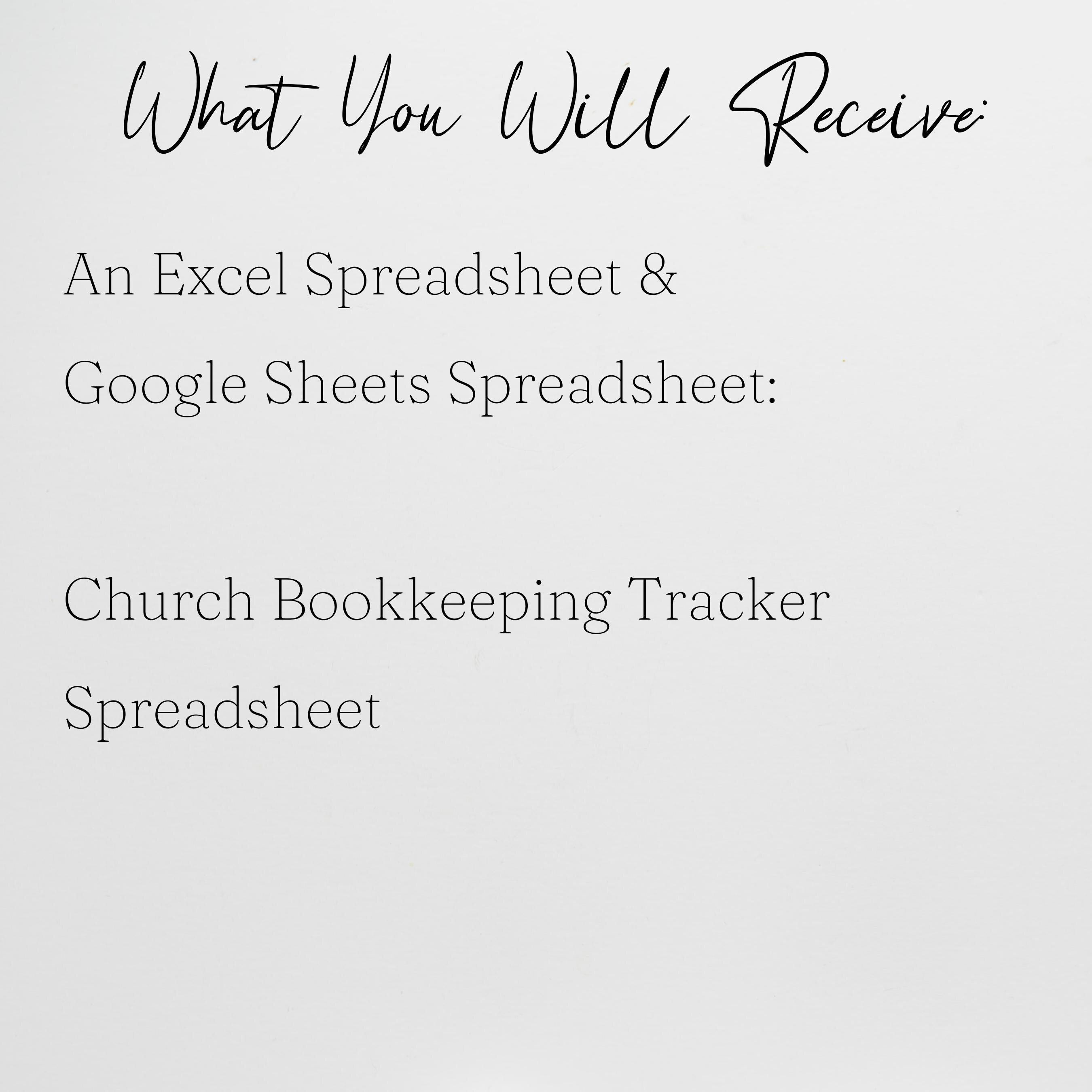 Church Bookkeeping Template Excel Spreadsheet, Church Accounting ...