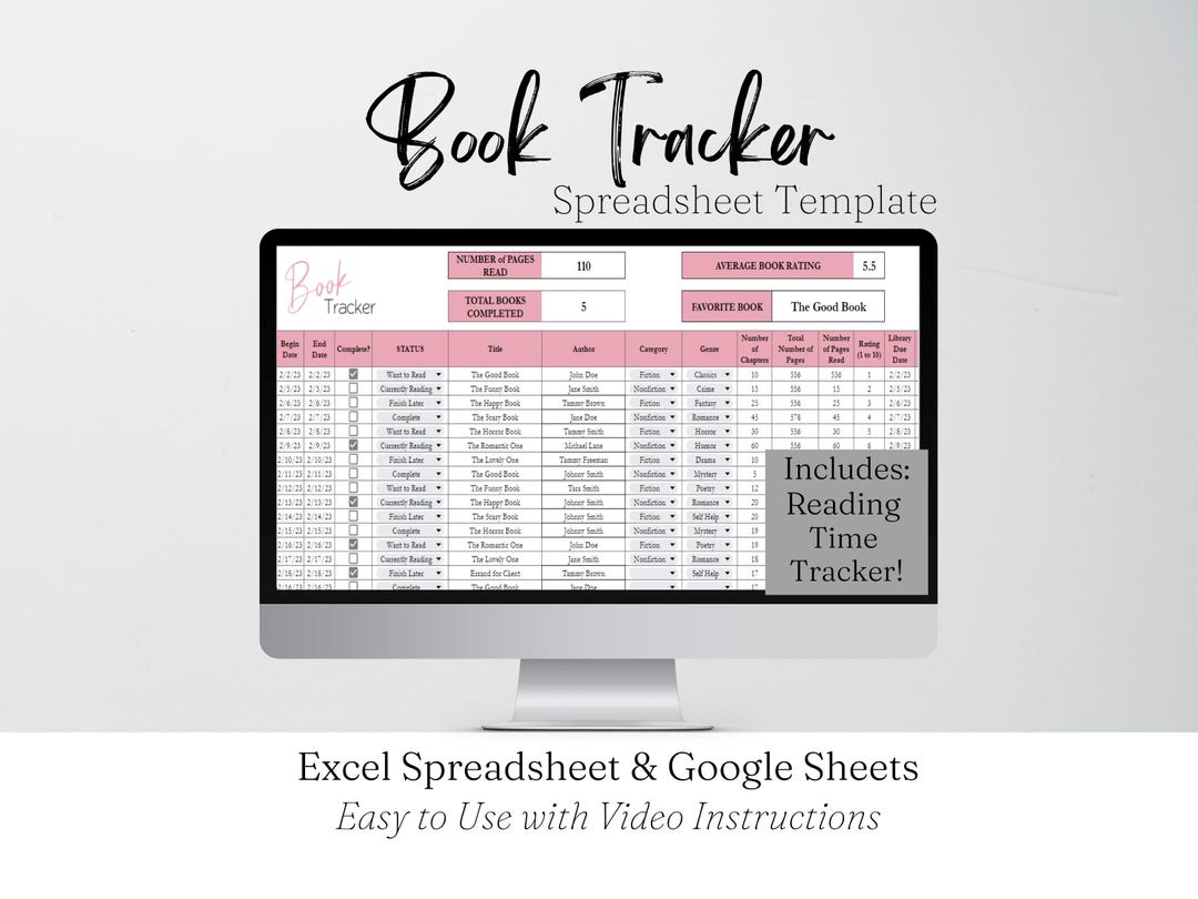 Book Tracker Journal, Book Tracker Excel, Reading Planner, Book Tracker ...