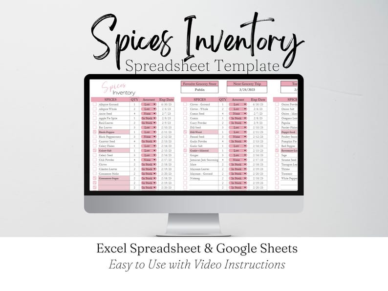Spices Inventory List, Pantry Inventory Spreadsheet, Spice Inventory ...