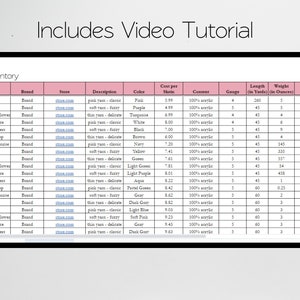 Yarn Inventory Tracker Excel Spreadsheet, Yarn Organizer Worksheet ...