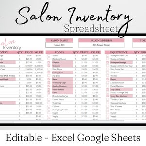 Salon Inventory Template Salon Inventory Tracker Log Beauty - Etsy