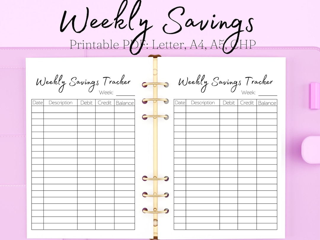 Weekly Savings Challenge Printable, Weekly Savings Template, Weekly ...