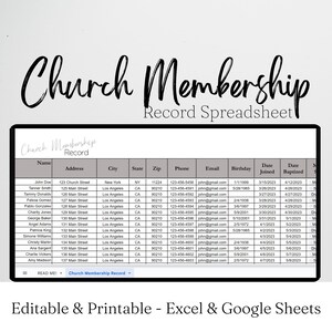 Church Members Directory Template Google Sheets, Church Membership List ...
