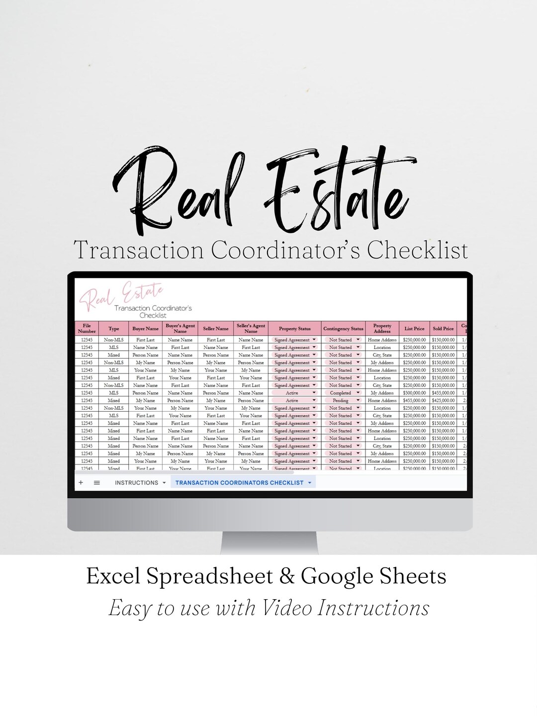 Real Estate Transaction Coordinator Checklist, Realtor Transaction ...