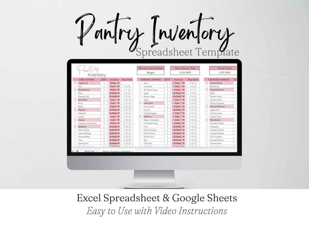 Pantry Inventory Template, Pantry List, Pantry Planner, Food Inventory ...