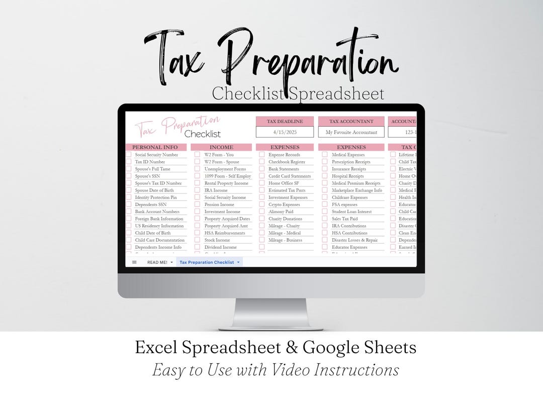 Tax Prep Checklist Google Sheets, Tax Return, Tax Preparation ...