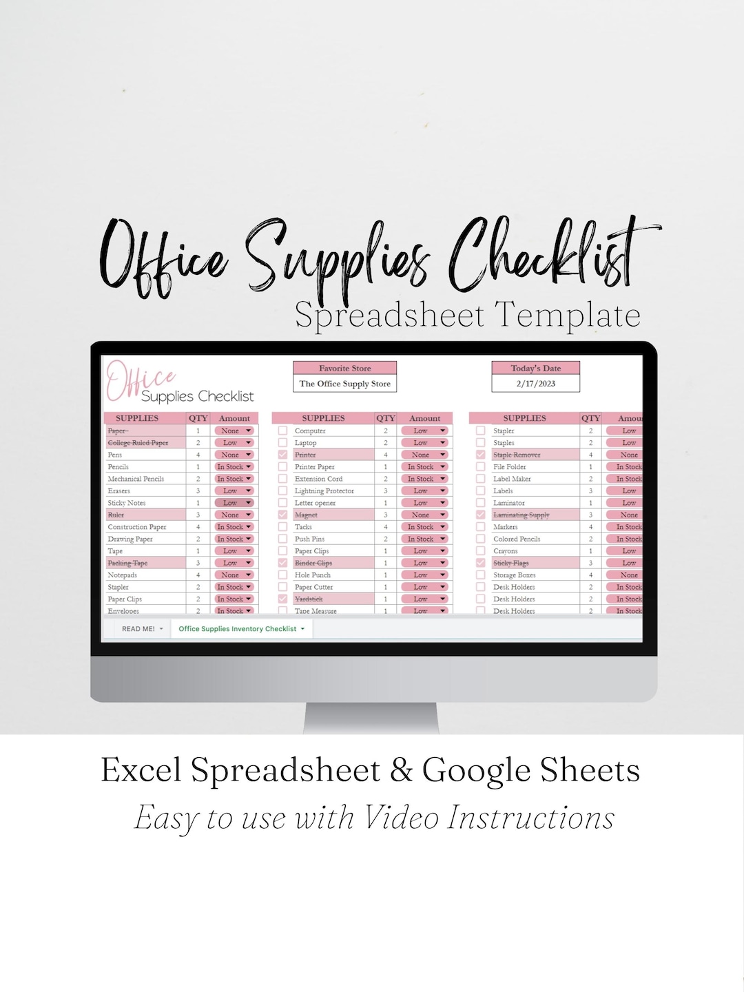 Office Supplies Checklist, Business Office Supplies Checklist Template ...