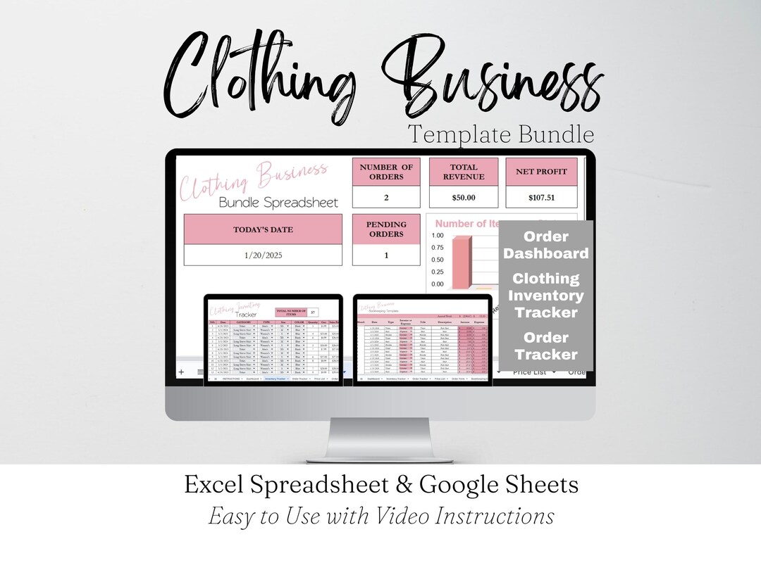 Clothing Business Spreadsheet Bundle Google Sheets, Clothing Inventory ...