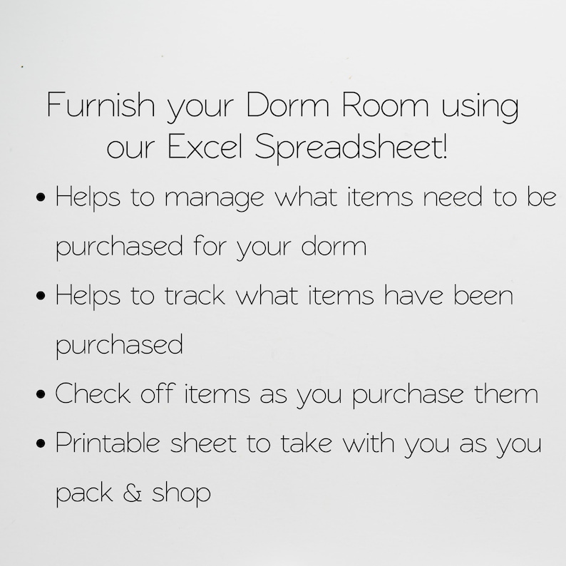 College Dorm Room Essentials Checklist Template Google Sheets, Dorm ...