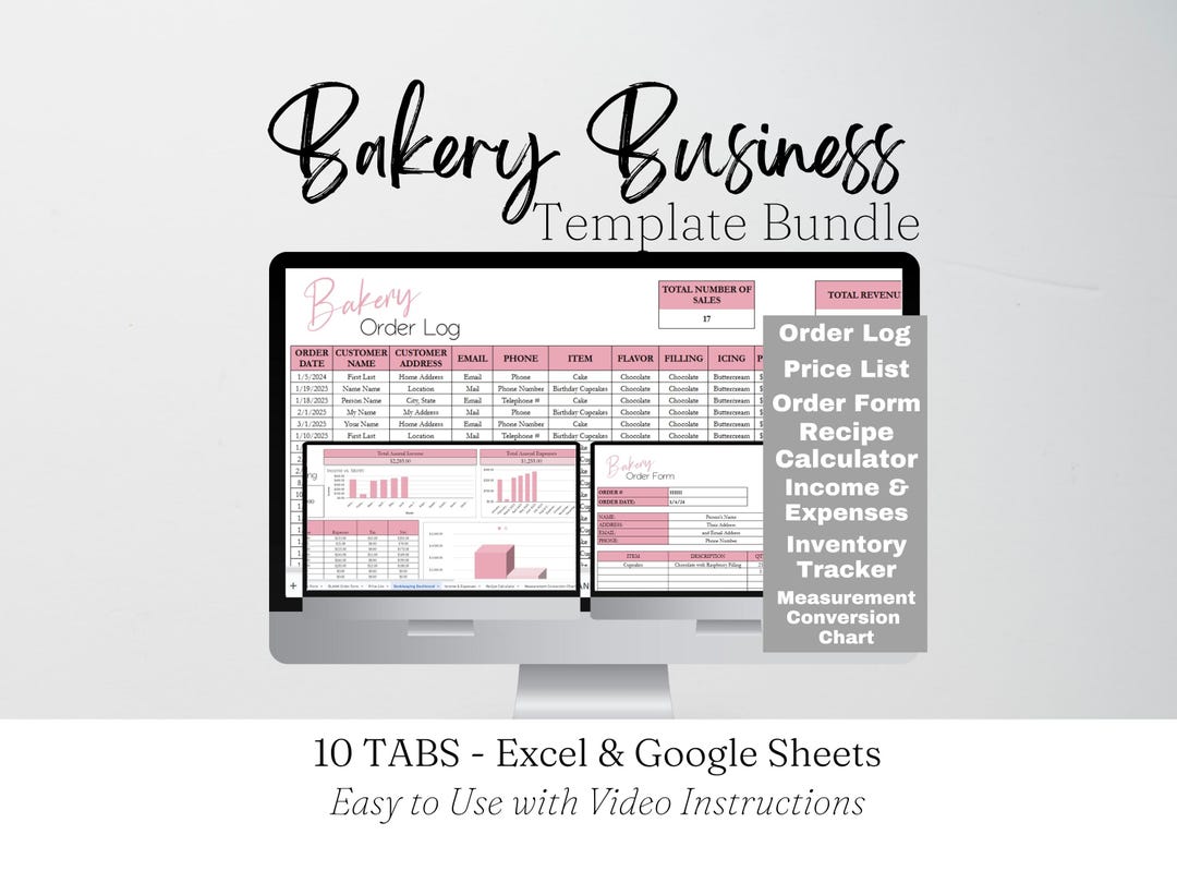 Bakery Business Plan, Bakery Spreadsheet, Bakery Order Form, Bakery ...