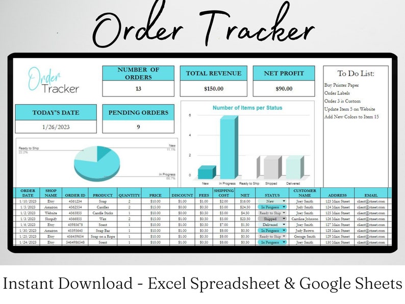 Business Order Tracker Template Order Tracker Google Sheets - Etsy