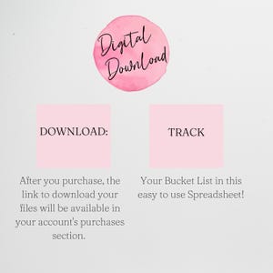 Bucket List Template Excel Spreadsheet, Bucket List Journal, Bucket ...