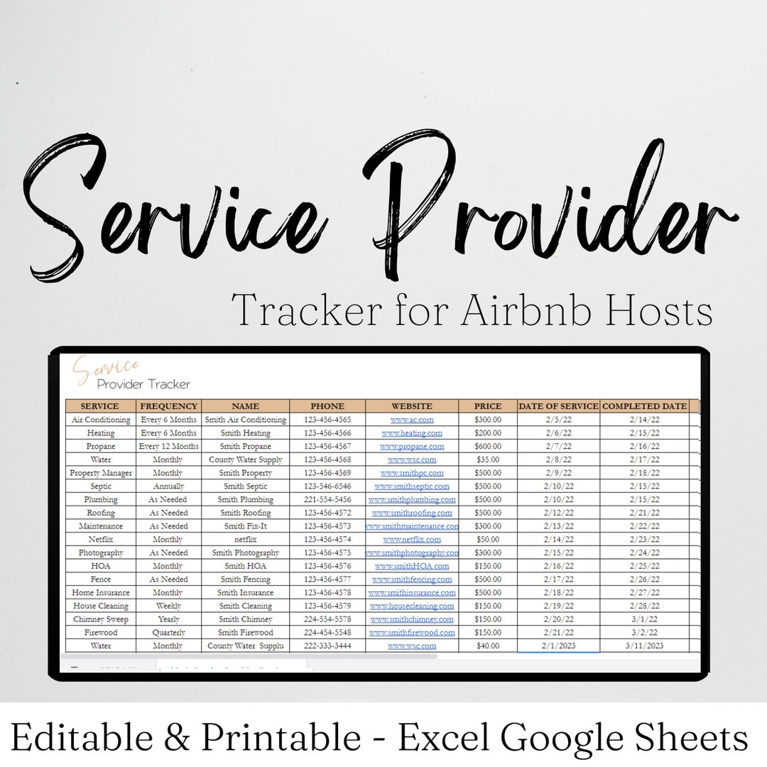 Vendor List, Service Provider Tracker, Rental Property Maintenance ...