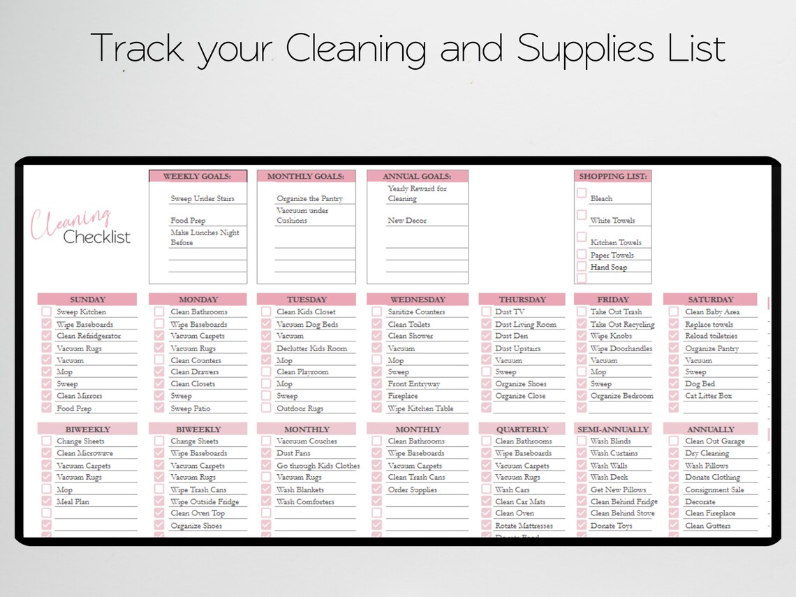 Weekly Cleaning Schedule Editable Cleaning Schedule Template - Etsy