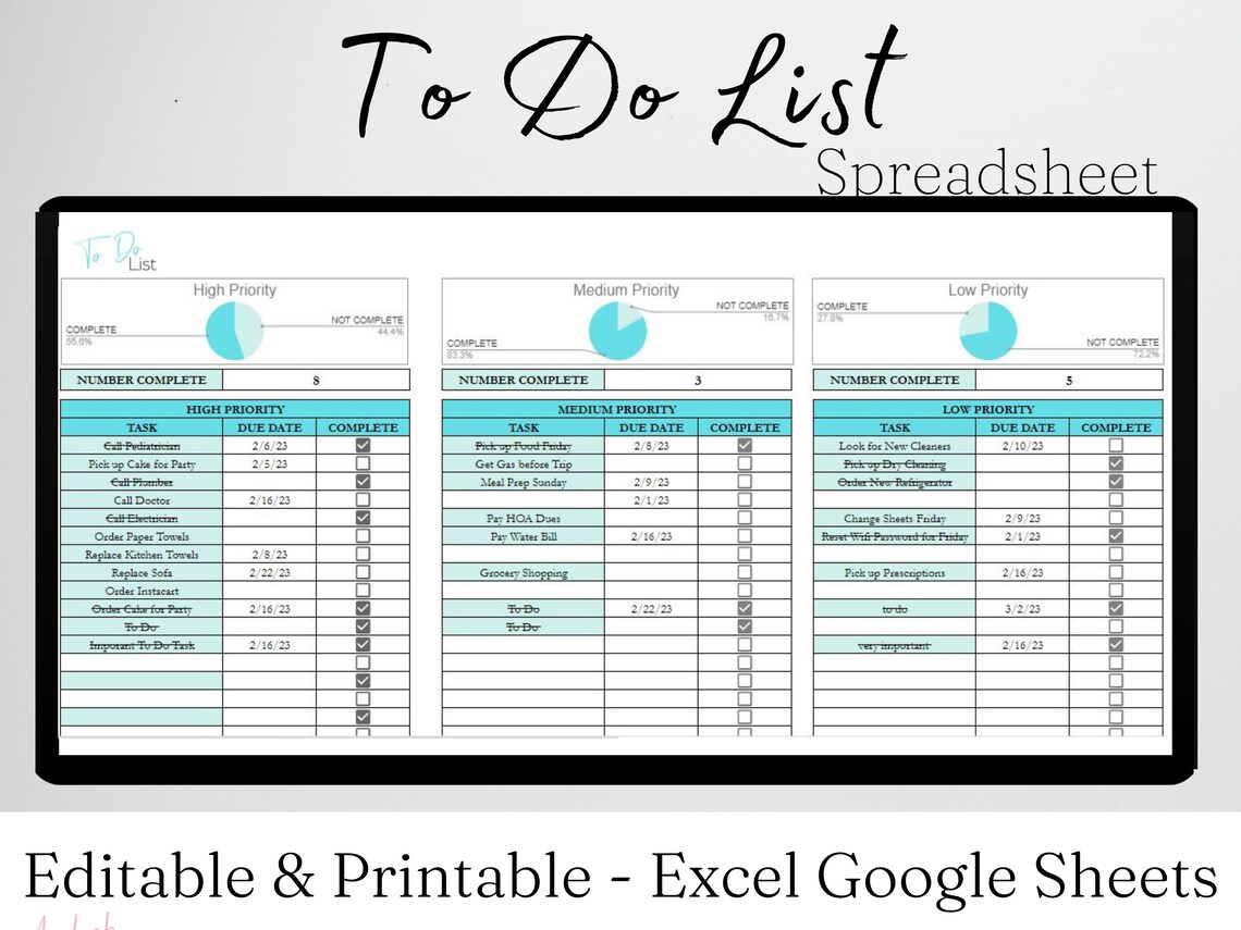 To Do List Spreadsheet to Do List Template to Do List - Etsy