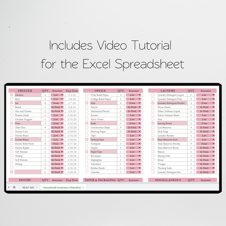 Household Inventory Checklist, Home Inventory Tracker Template, Food ...