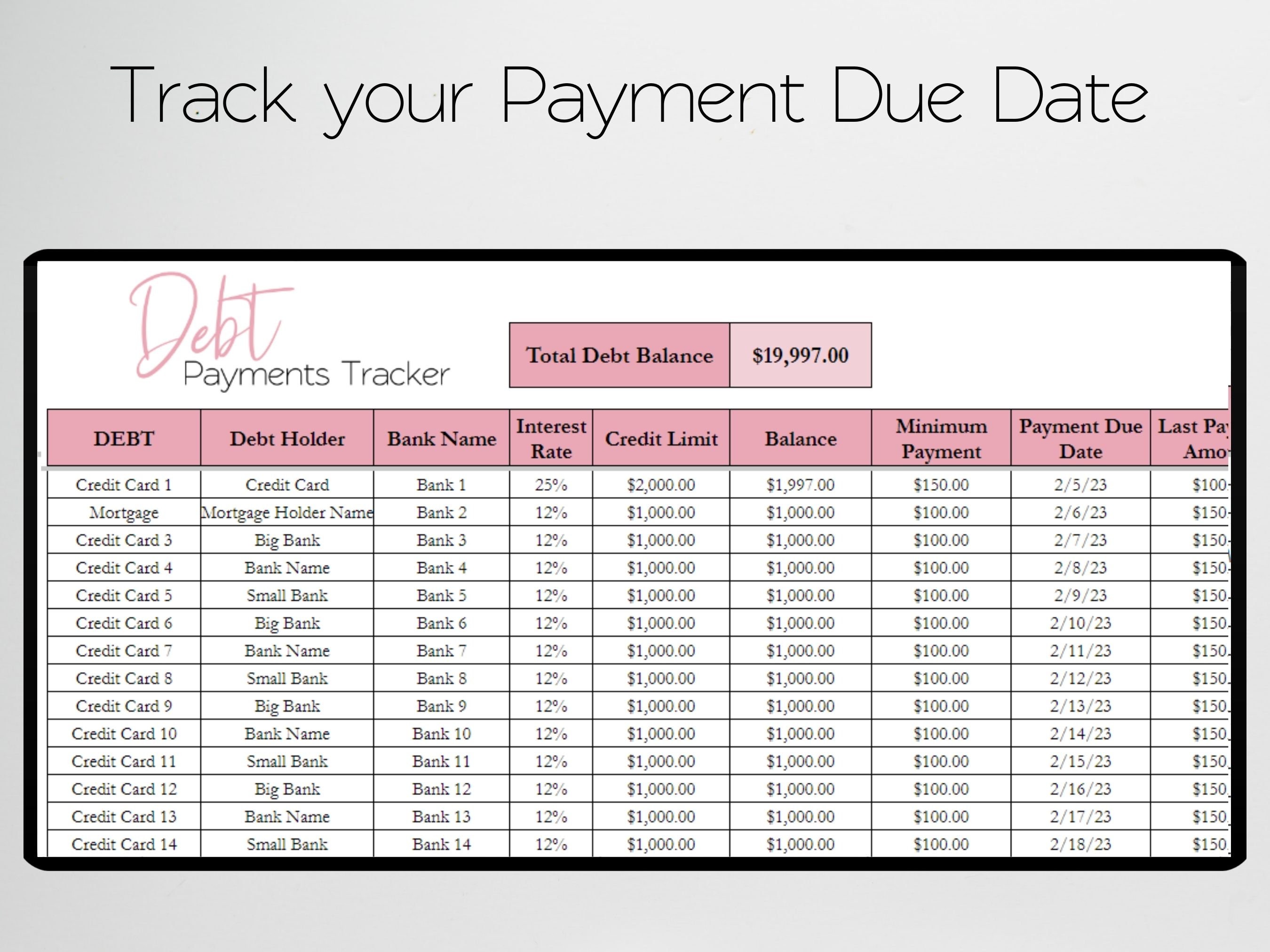 Debt Payments Tracker Excel Spreadsheet Debt Tracker Google - Etsy