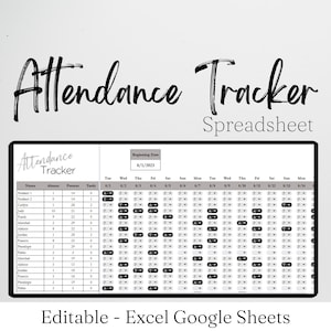 Attendance Tracker Excel Log School Class Template, Attendance Sheet, Attendance Tracker for ...