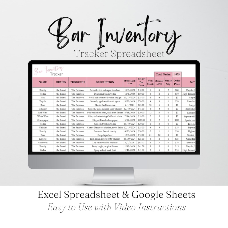 Bar Inventory Order - Etsy