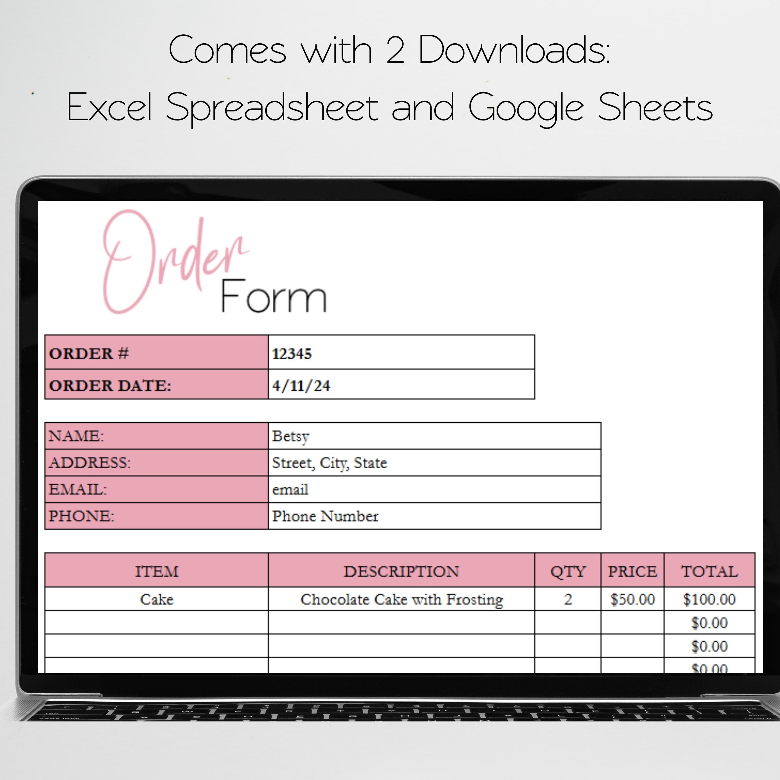 Order Form Template Google Sheets, Order Forms, Order Template, Order ...