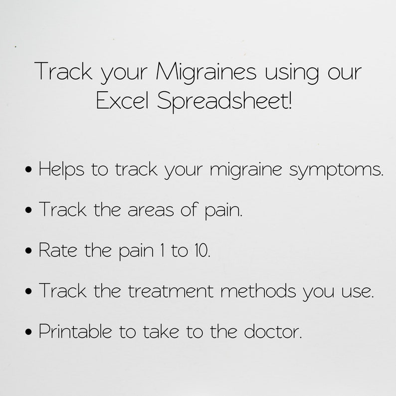 Migraine Tracker Excel Spreadsheet, Chronic Migraine Log Template ...