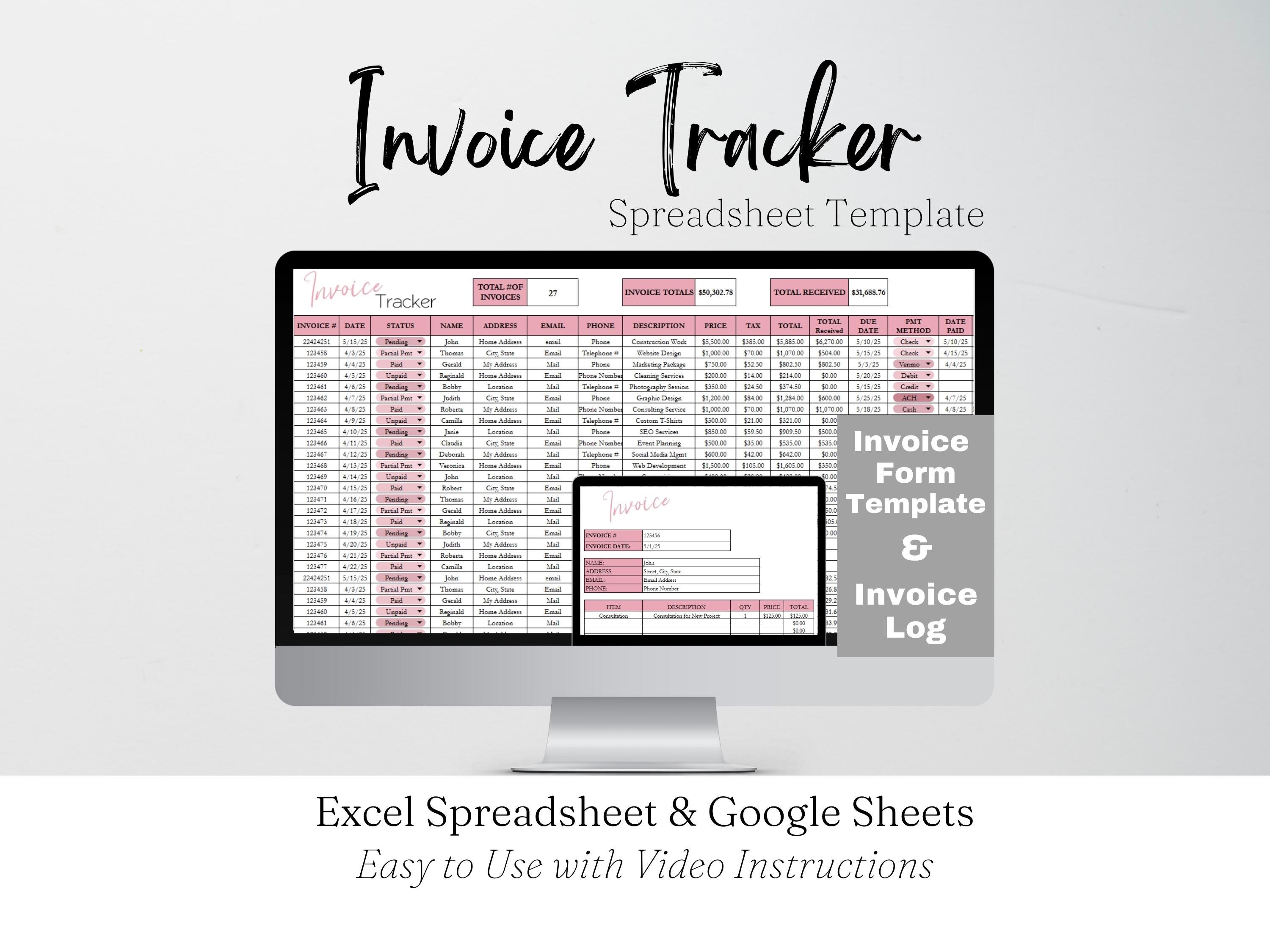 Invoice Tracker Template Business Spreadsheet, Payment Tracking ...