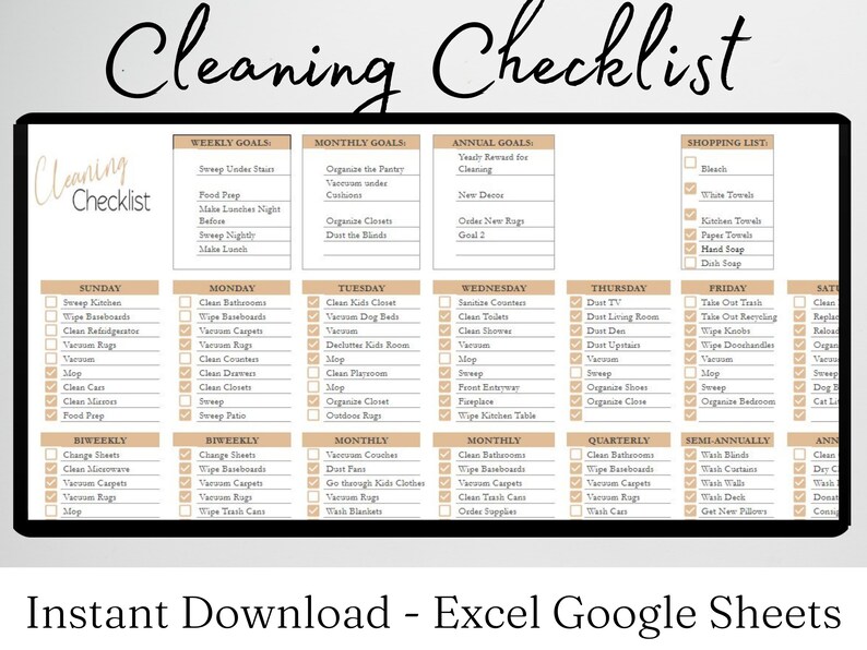 Cleaning Check List Cleaning Chart Cleaning Checklist - Etsy