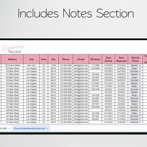 Church Membership Directory Template Excel Spreadsheet, Church ...