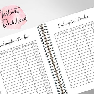 Subscription Tracker Template, Subscription Tracker Printable ...