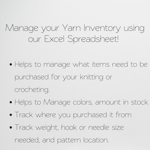 Yarn Inventory Tracker Excel Spreadsheet, Yarn Organizer Worksheet ...