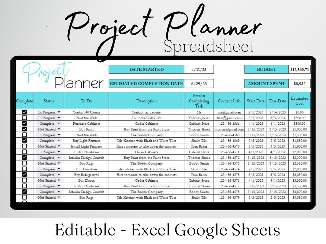 Project Management, Productivity Planner Project Tracker Business ...