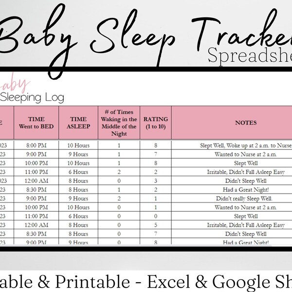 Sleep Tracker Excel - Etsy