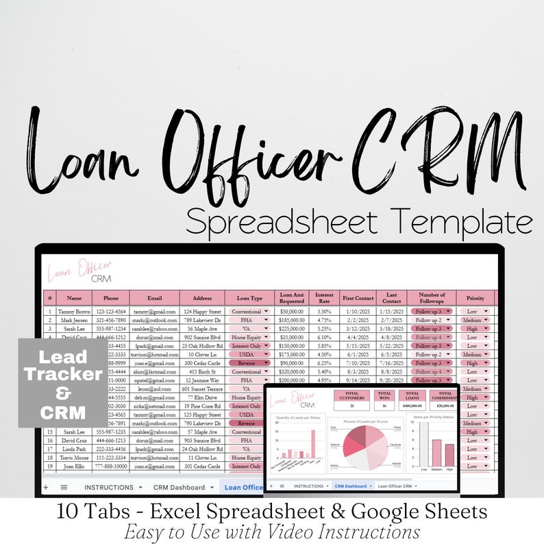 Loan Officer CRM Template Mortgage Broker Client Management Google ...