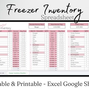 Freezer Inventory Template, Freezer Checklist, Freezer List, Food ...